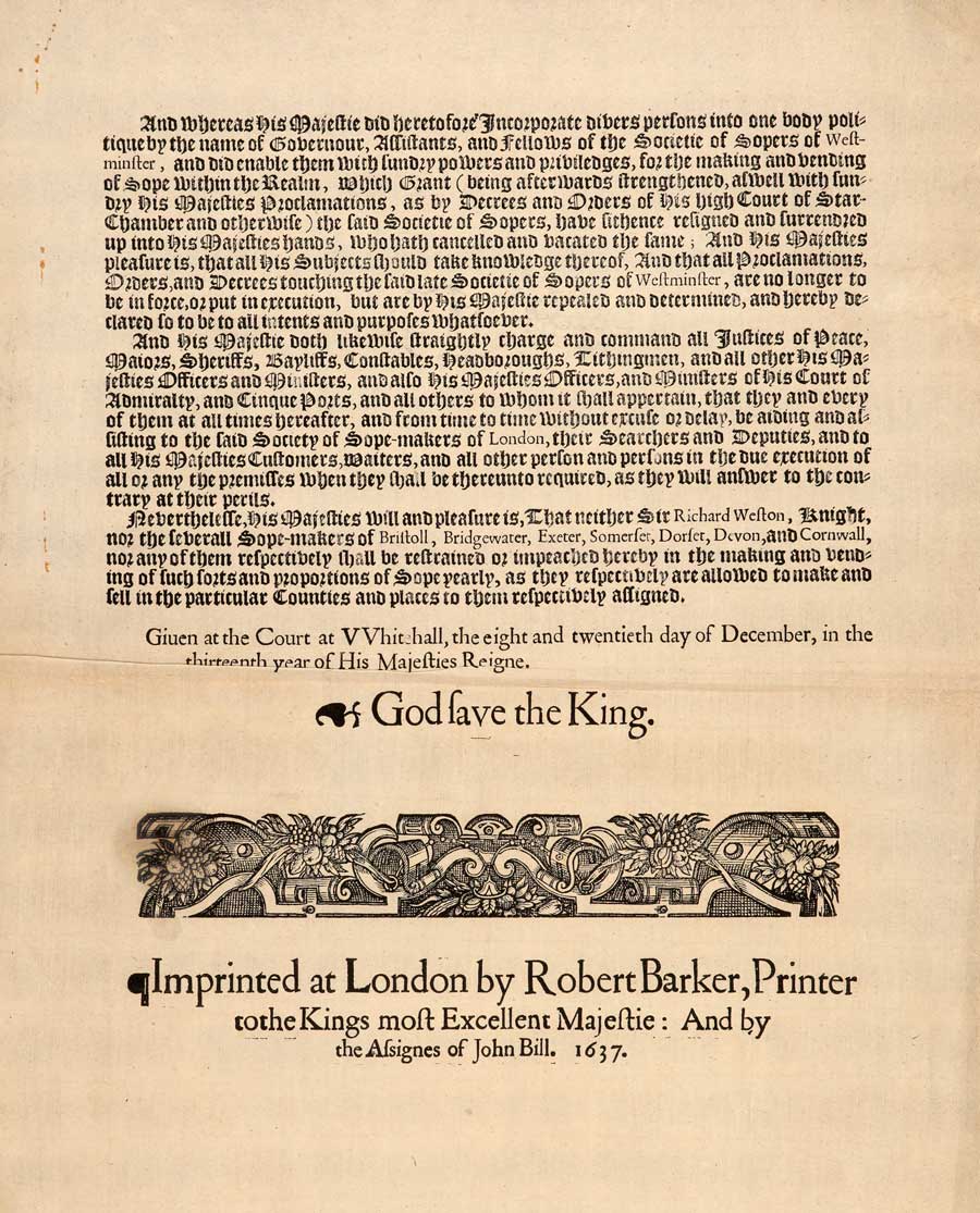 Traces of England’s Fretful Soap Monopoly of the 1630s – Virginia Fox ...